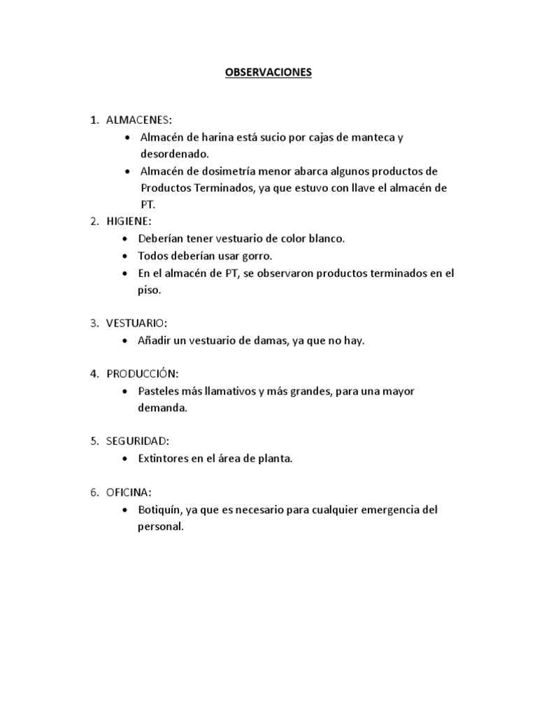 Observaciones Plantas | PDF