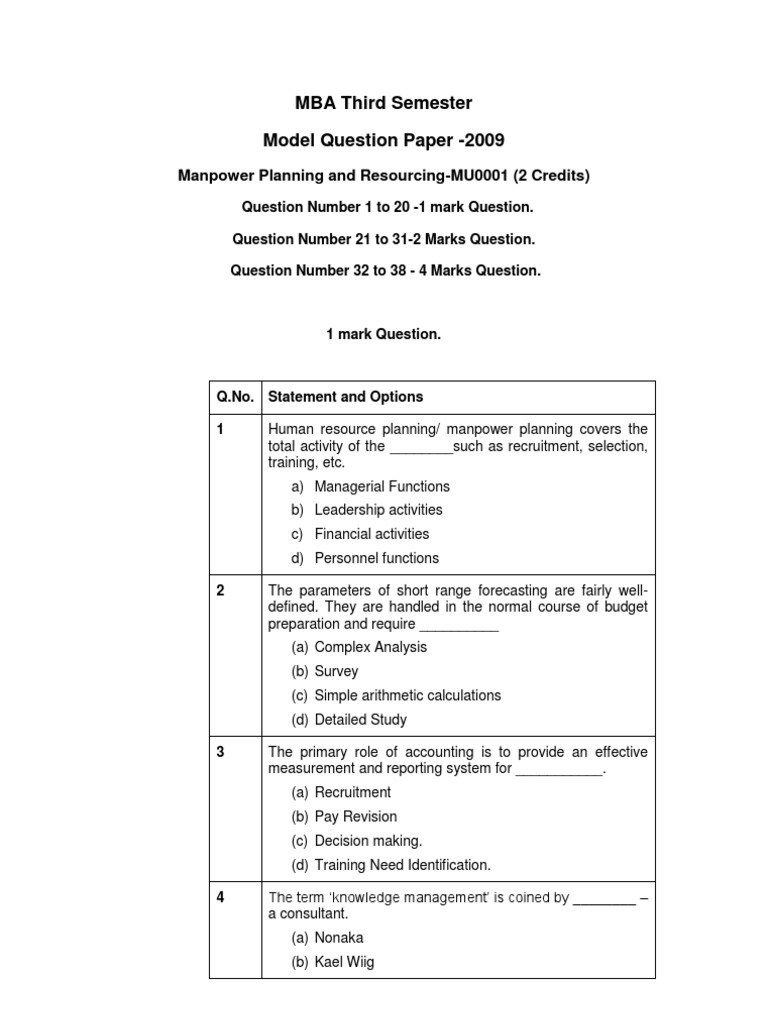 MU0001-Manpower Planning and Model - Paper | PDF | Employee Retention ...