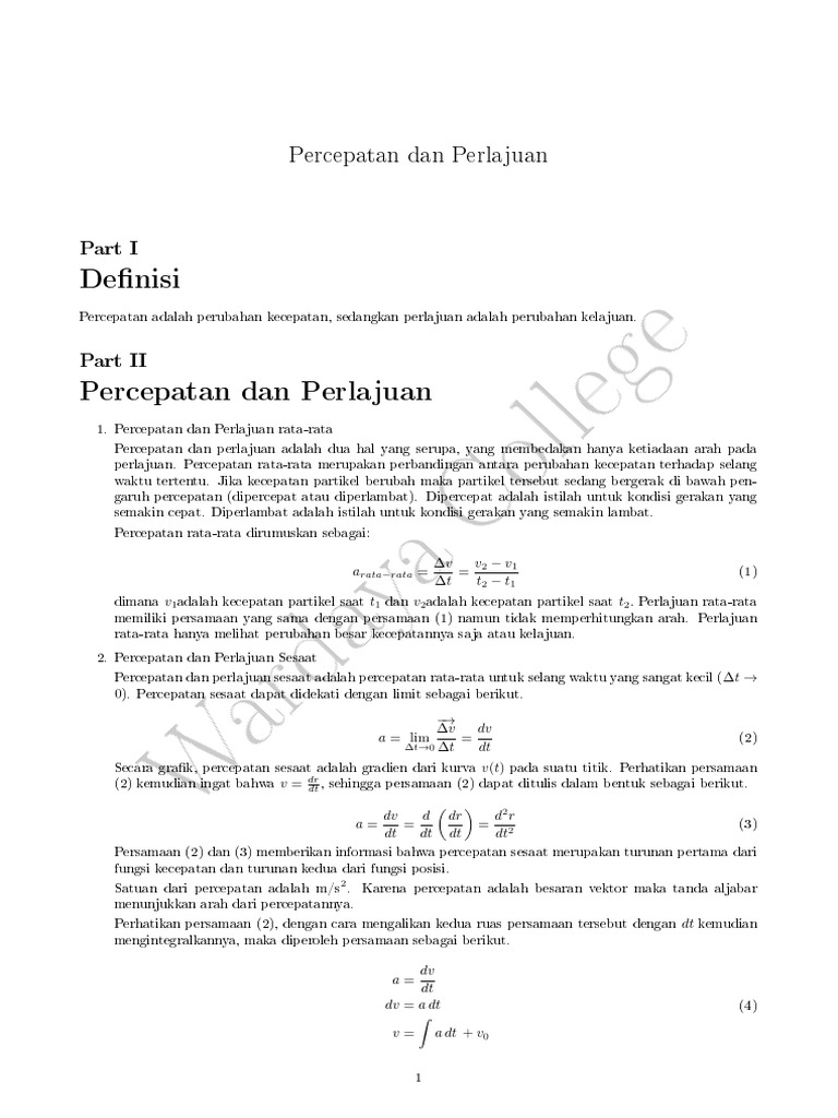 02 03 01 Percepatan Perlajuan - Modul | PDF