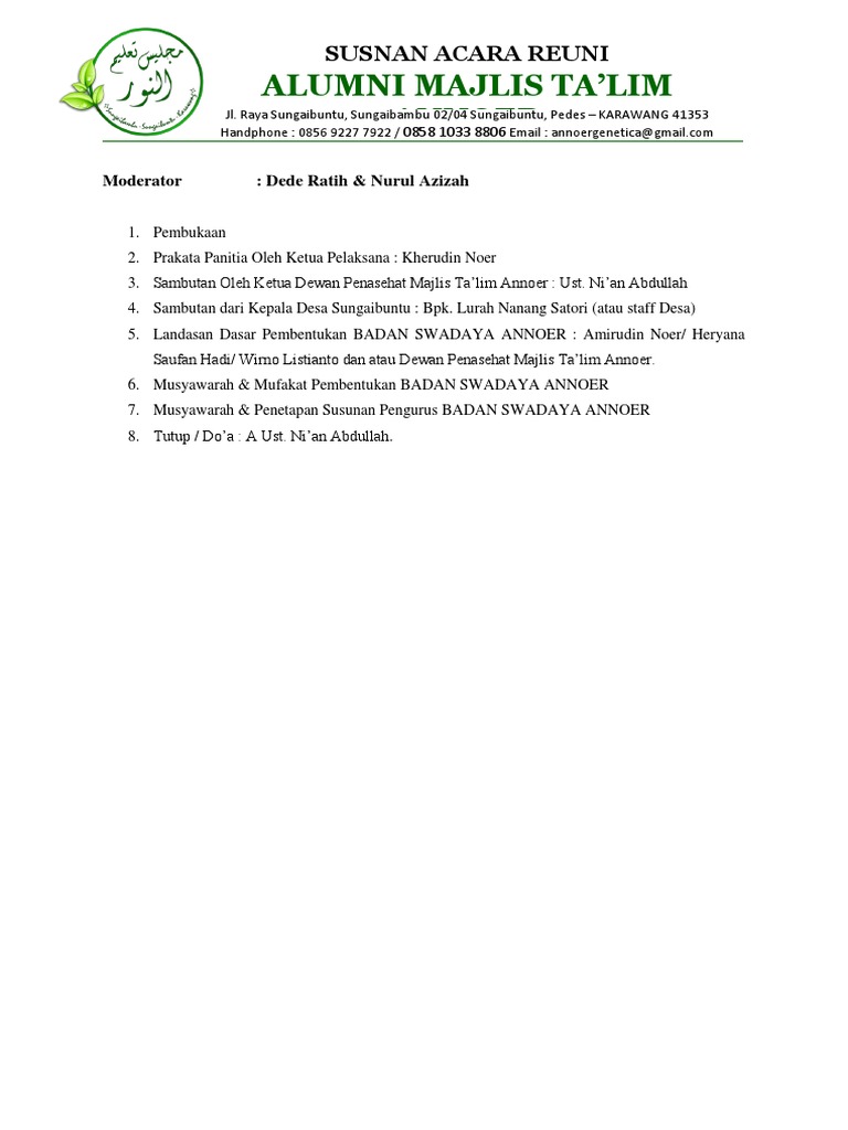 Susunan Acara Malam Reuni (24-0814) | PDF