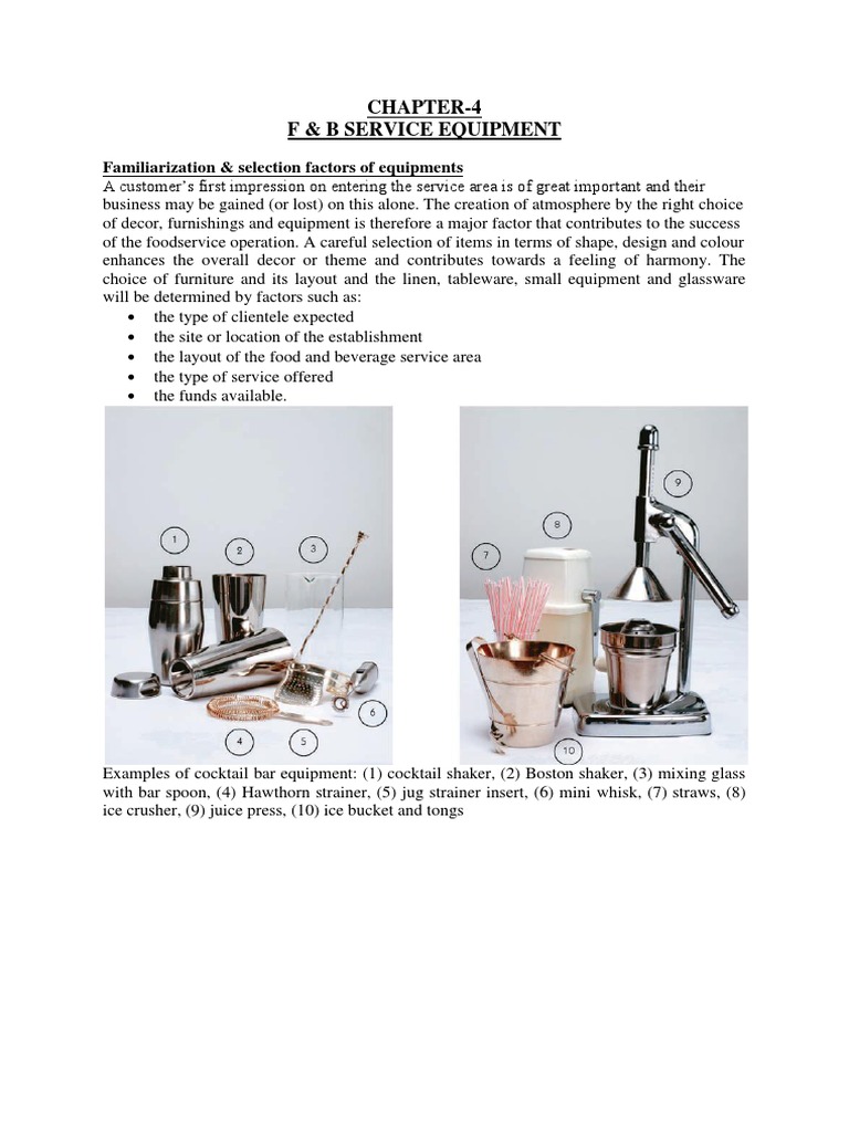 F & B Service Equipment PDF | PDF | Tableware | Cutlery
