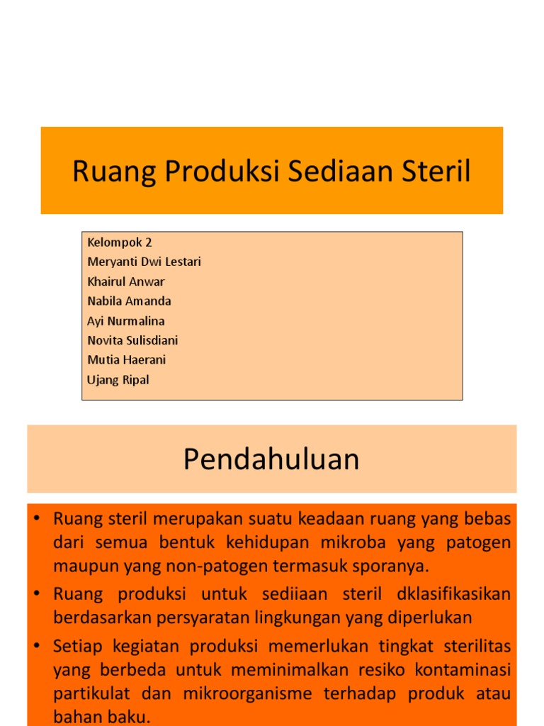 Ruang Produksi Sediaan Steril | PDF