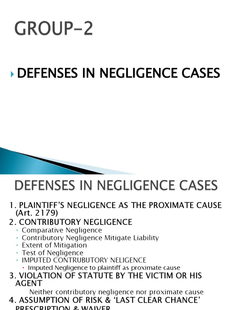 Defenses in Negligence Cases | PDF | Contributory Negligence | Negligence