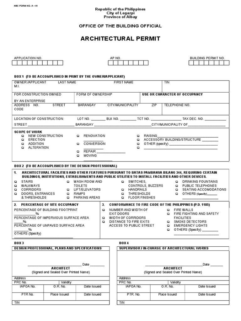 Architectural Permit Application Form | PDF | Specification (Technical ...