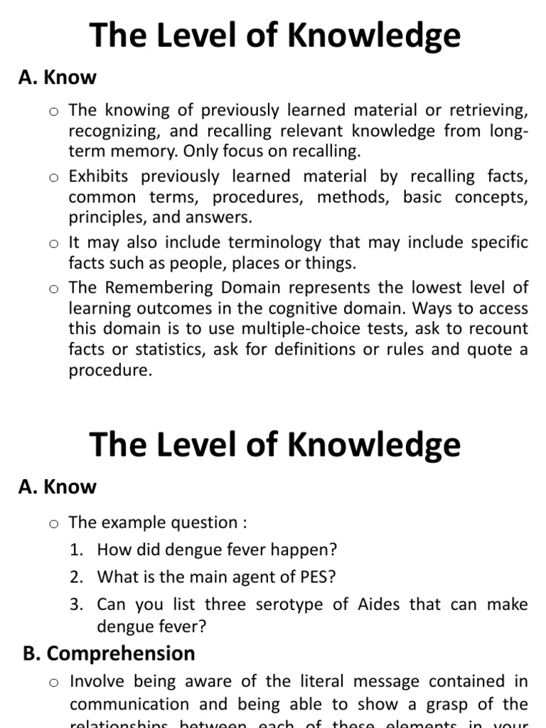 The Level of Knowledge | PDF | Knowledge | Concept