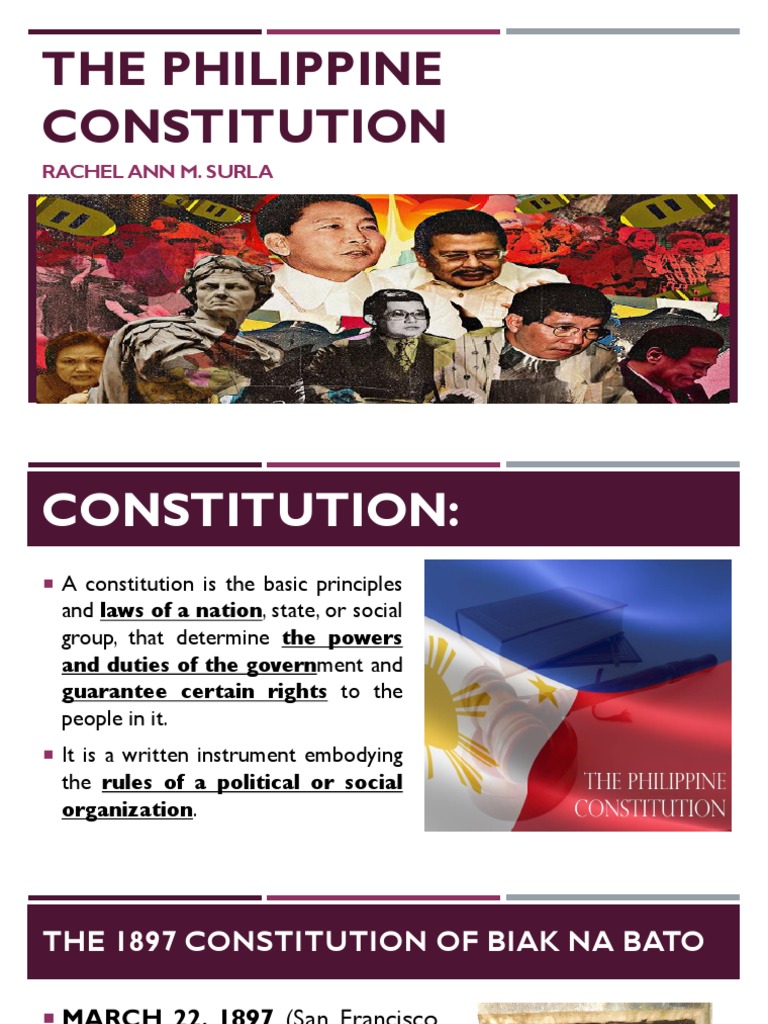 THE EVOLUTION OF PHILIPPINE CONSTITUTIONs | PDF | President Of The ...