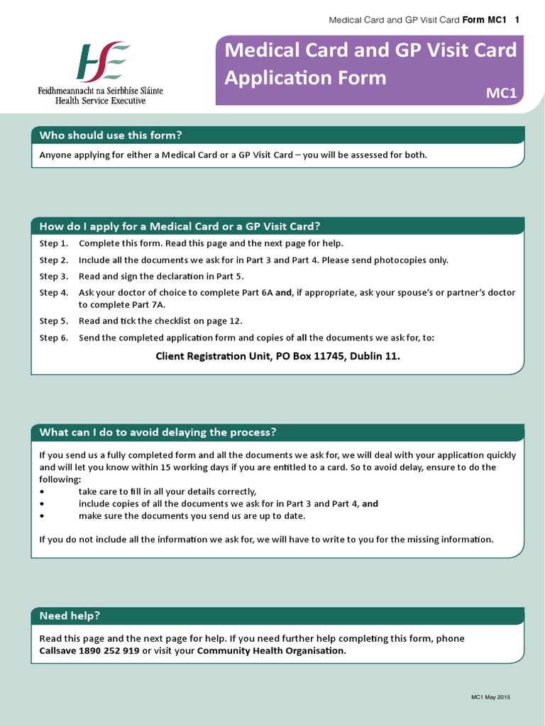 Medical Card Application Form English | PDF | Receipt | Welfare