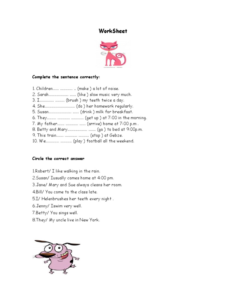 WorkSheet Past Simple | PDF | Grammar | Syntax