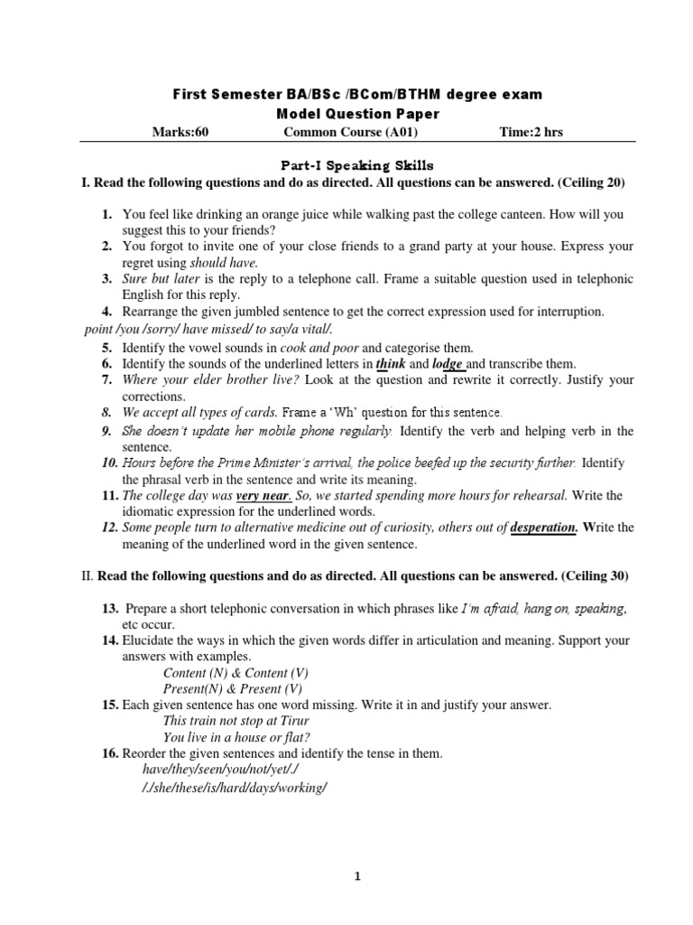 Model Question Paper A01 Revised 2019-1 | PDF | Alternative Medicine ...