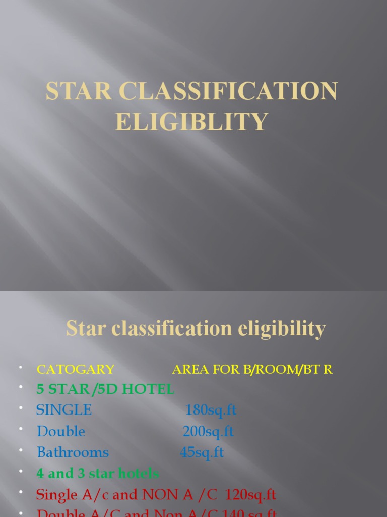Star Classification | PDF | Room | Hospitality Companies