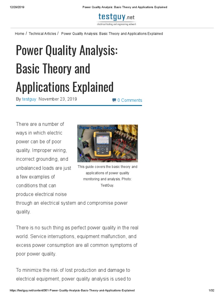 Power Quality Analysis - Basic Theory and Applications Explained | PDF ...