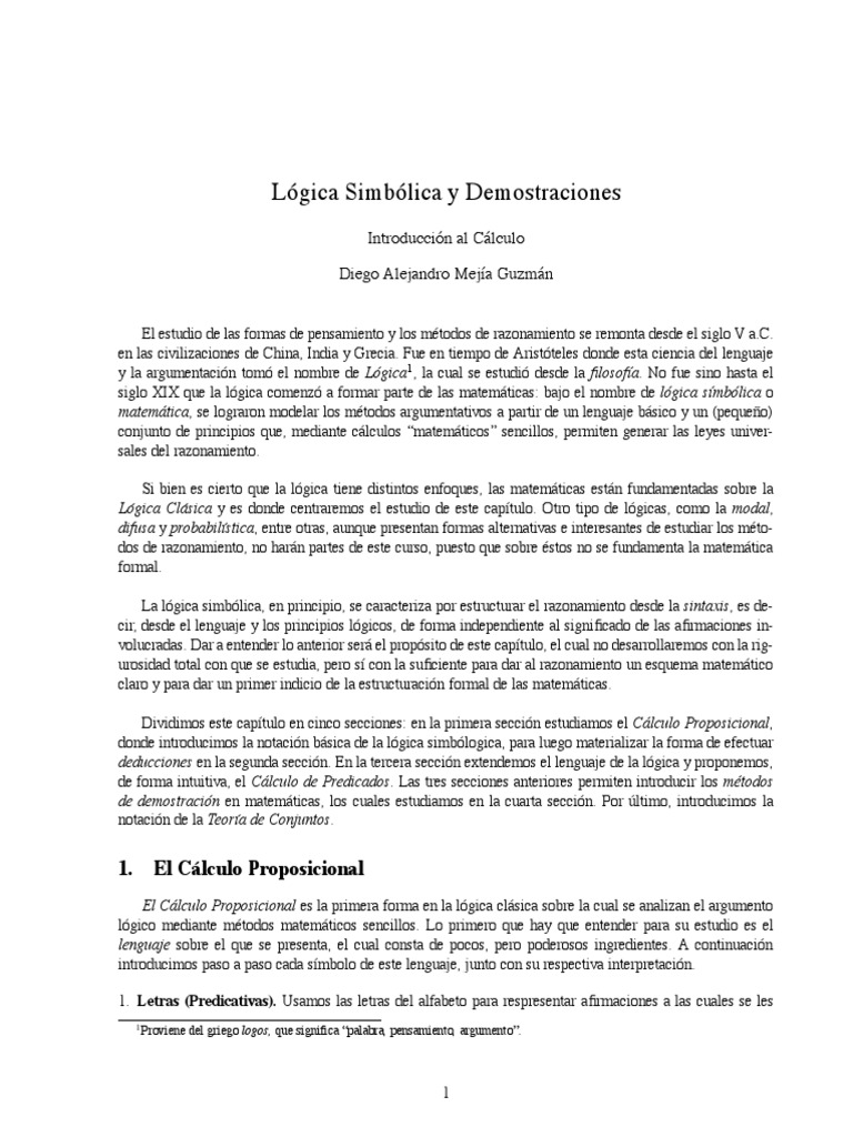 Notas de Lógica, Demostraciones y Conjuntos | PDF | Lógica de primer ...