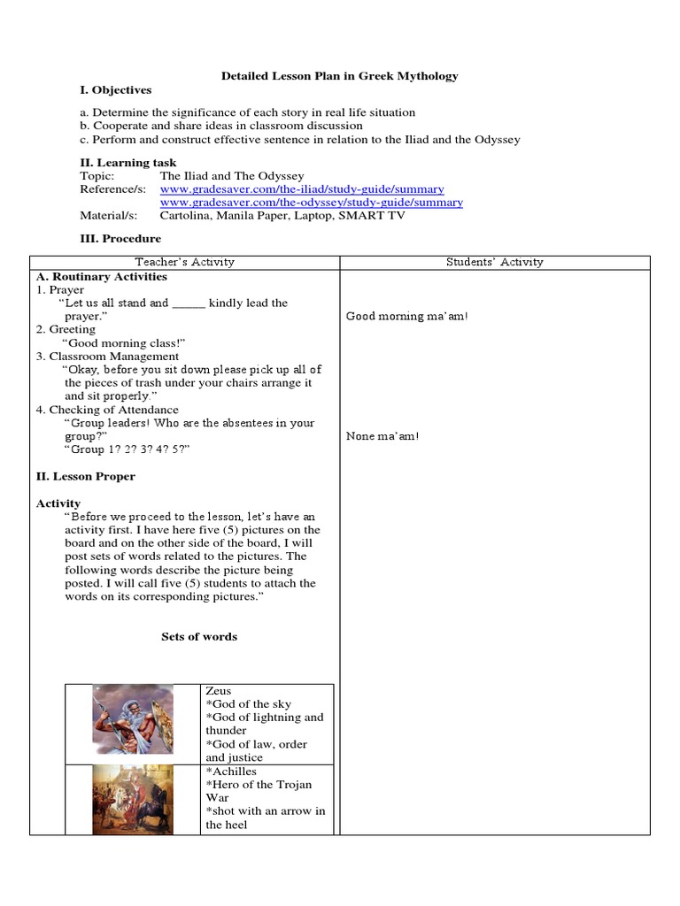 Greek Mythology Lesson Plan Overview | PDF | Hector | Achilles
