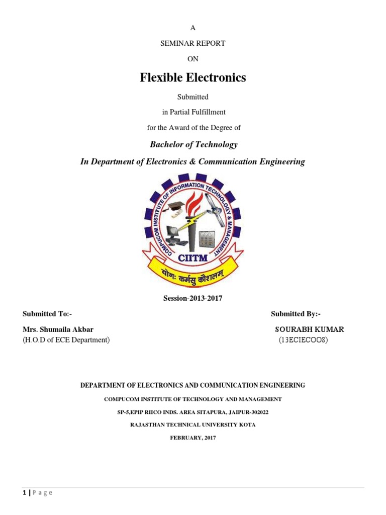 Seminar Report on Flexible Electronics | PDF | Electrical Engineering ...