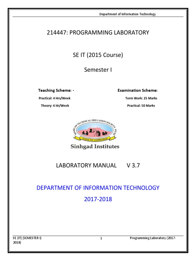 SE IT - PL Lab Manual-1 PDF | PDF | Matrix (Mathematics) | C ...