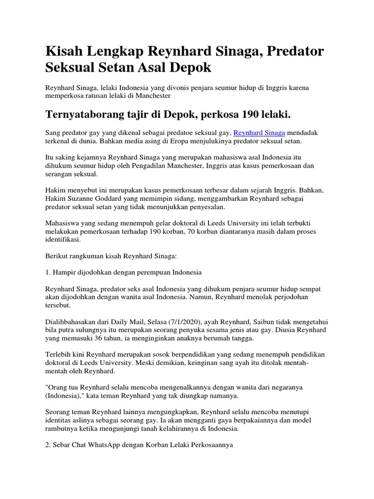Kisah Lengkap Reynhard Sinaga PR Agama | PDF