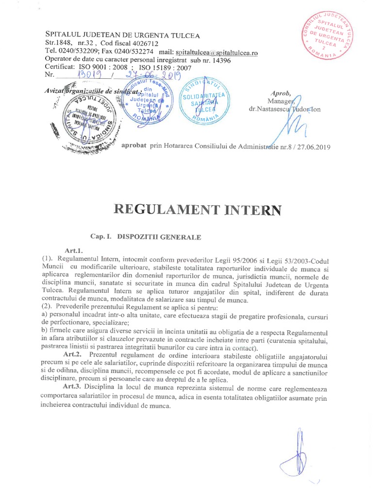 Regulament Intern | PDF