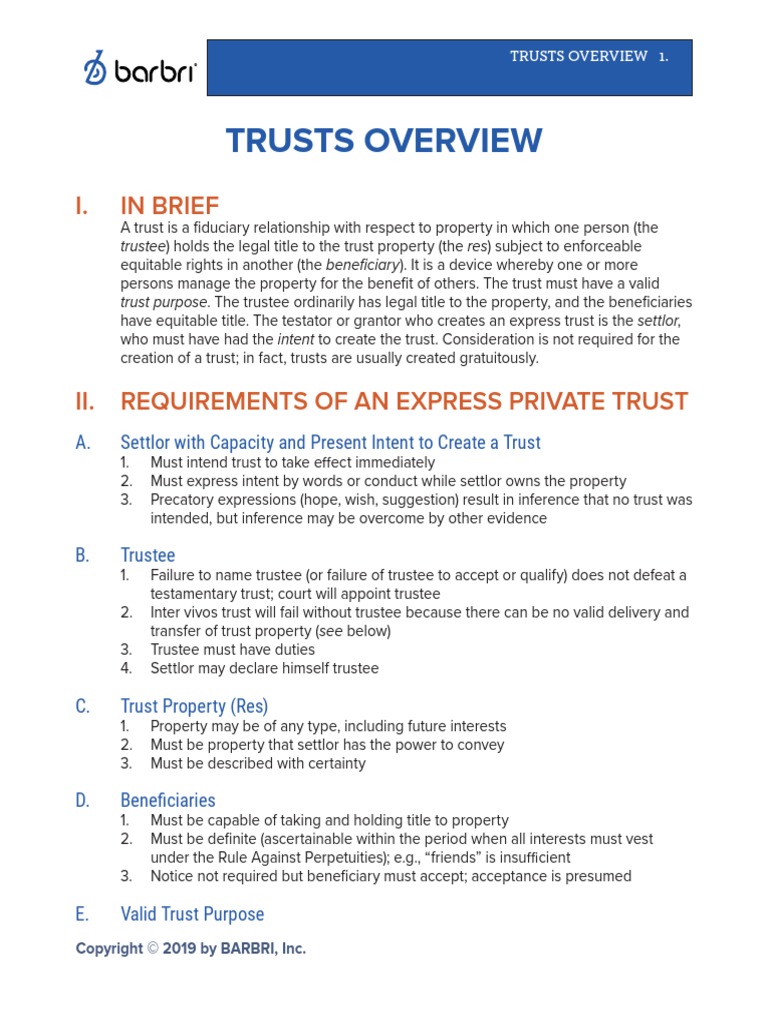 Trust Overview | PDF | Trust Law | Trustee