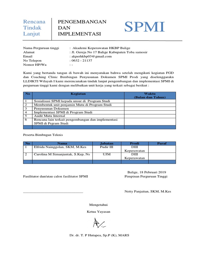 MENYUSUN RENCANA PENGEMBANGAN DAN IMPLEMENTASI SPMI | PDF