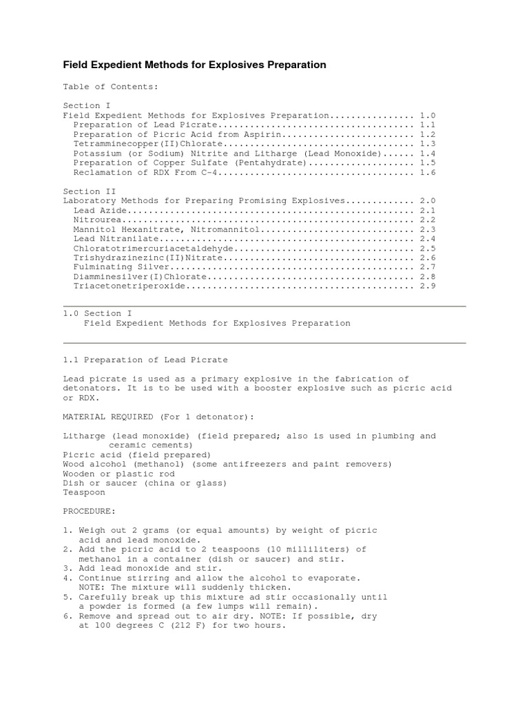 Field Expedient Methods For Explosives Preparation ...