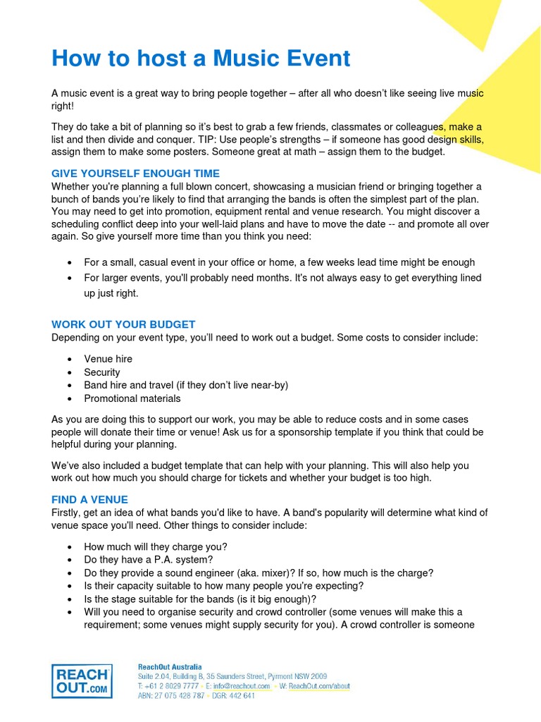 How To Host A Music Event PDF | PDF | Ticket (Admission) | Drum Kit