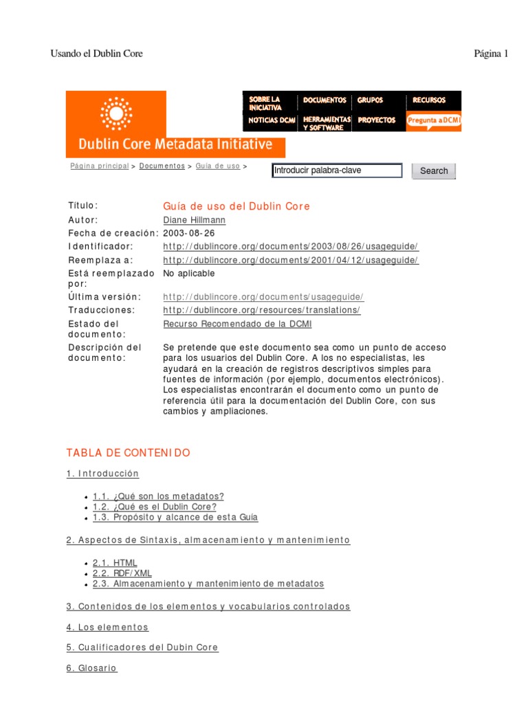 Usando Dublin Core | PDF | Metadatos | Marco de descripción de recursos