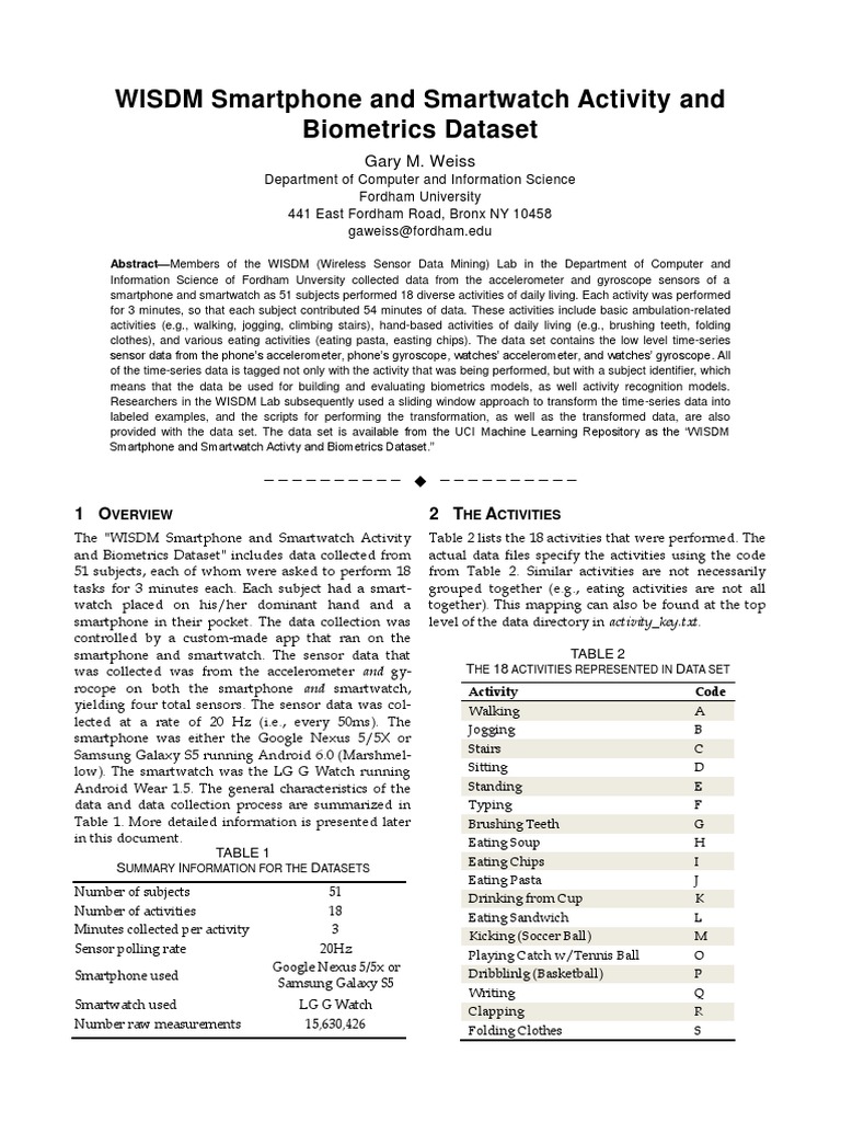 WISDM-dataset-description 2 | PDF | Smartwatch | Smartphone