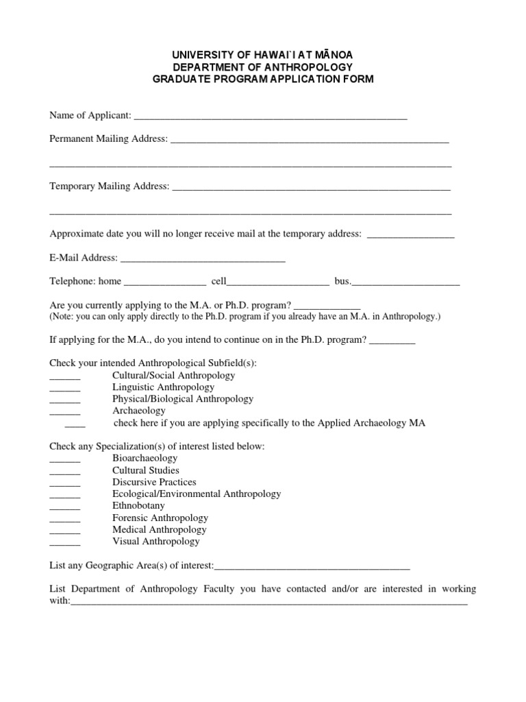 University of Hawai'I at Mānoa Department of Anthropology Graduate ...