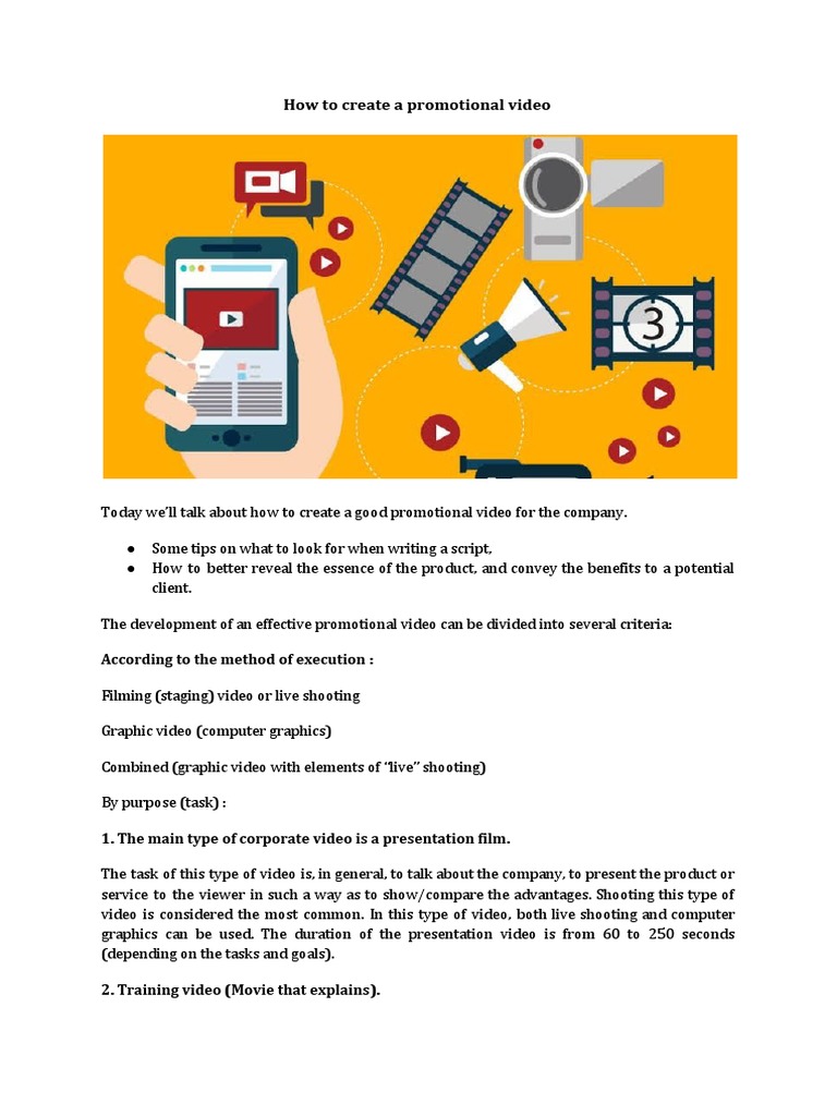 How To Create A Promotional Video | PDF | Video | Information