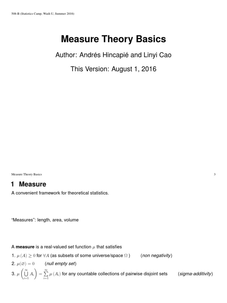 Lec45-Measure Theory Basics-0801 | PDF | Measure (Mathematics) | Mathematical Concepts