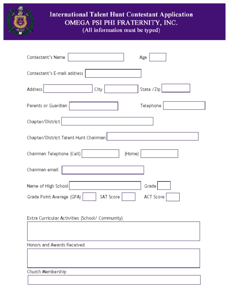 Talent Hunt Program Registration Form | PDF