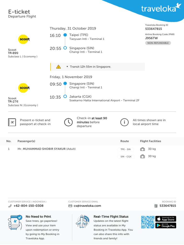 Muhammad Shabir Abdussyakur-TPE-J956TW-CGK-FLIGHT - ORIGINATING PDF | PDF | Airlines | Aviation