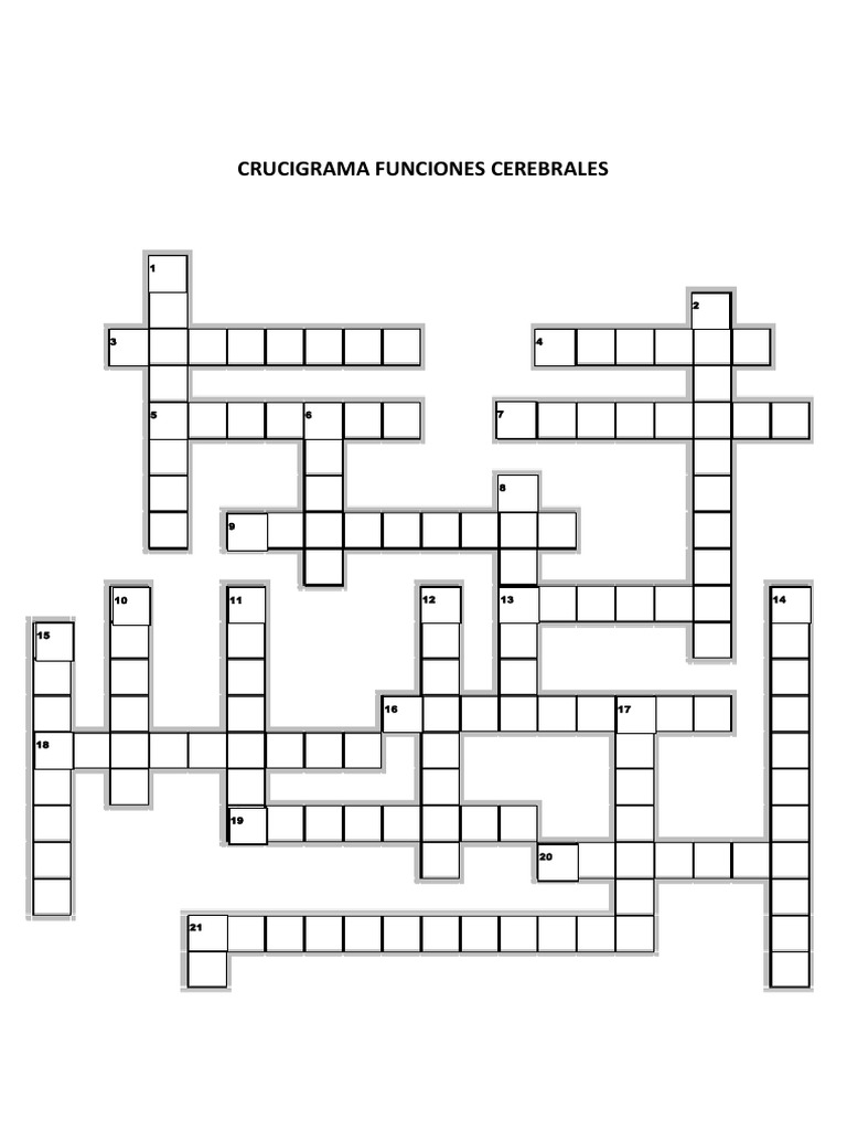 Crucigrama Funciones Cerebrales | PDF