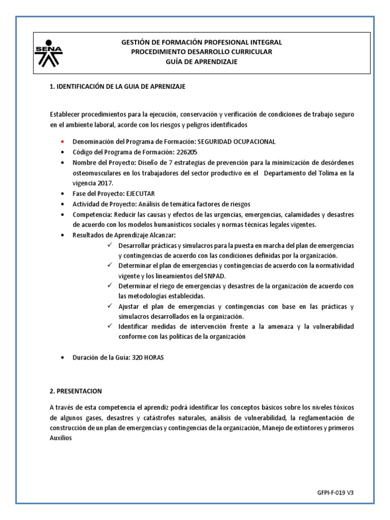 GFPI-F-019 Guia - de - Aprendizaje Planes de Emergencia | PDF | Simulación | Evaluación