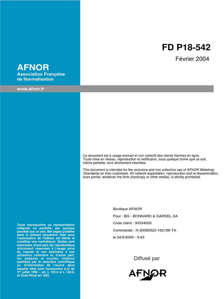 FD P18 542 Granulats Alcali-Réaction | Download Free PDF | Béton | Matériau composite
