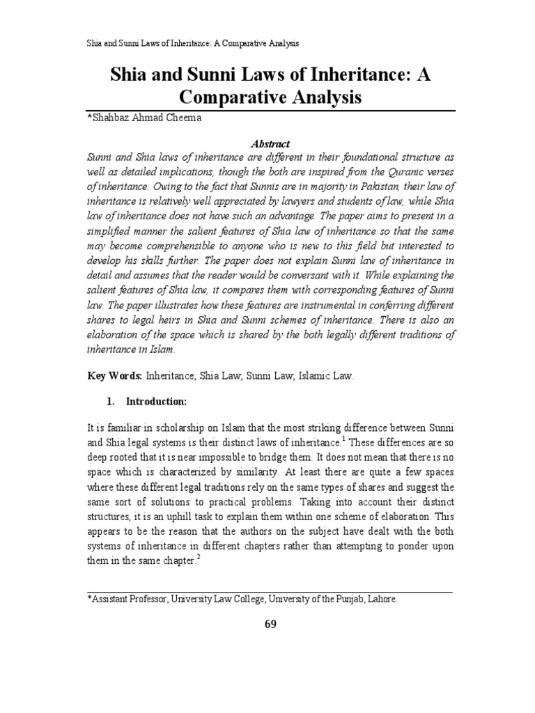 Comparative Analysis of Inheritance Laws | PDF | Inheritance | Shia Islam