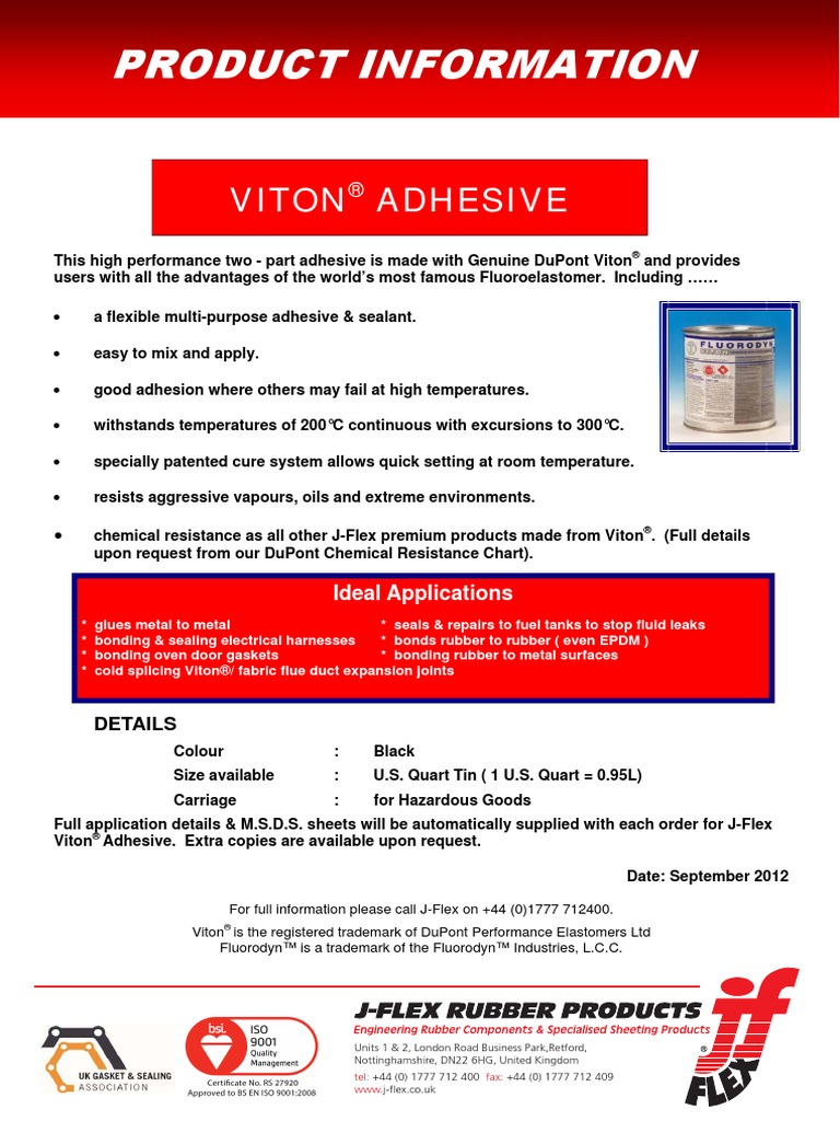 Viton Adhesive Caulk Information Sheet | PDF | Adhesive | Corrosion