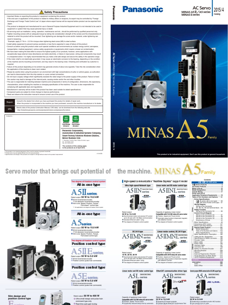 Minas-A5-2 CTLG e 201504 PDF | PDF | Electric Motor | Hertz