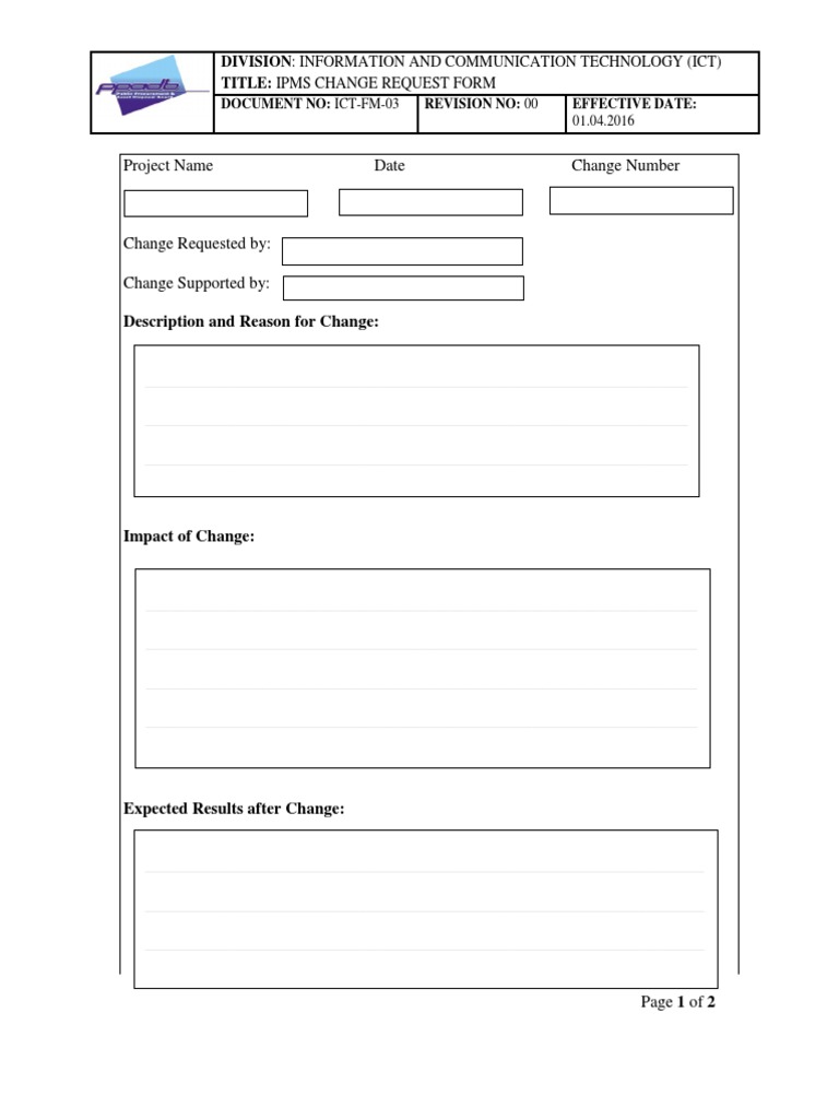 IPMS Change Request Form | PDF