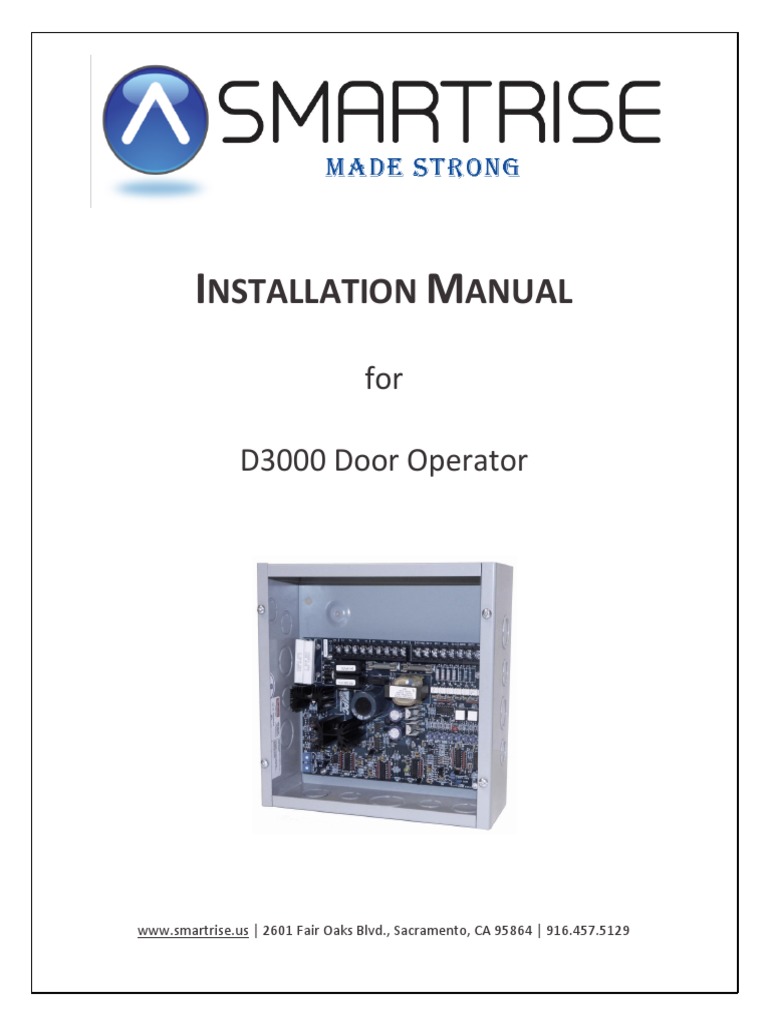 Installing D3000 Door Operator | PDF | Capacitor | Electric Motor