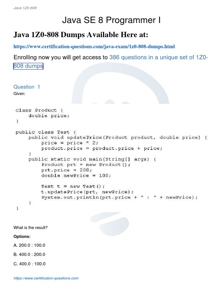 1z0 808 Pdf Pdf C Programming Language Java Programming Language 