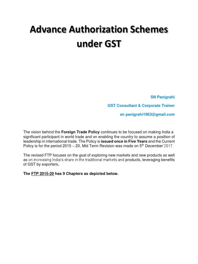 Advance Authorization Scheme | PDF | Dumping (Pricing Policy) | Value Added Tax