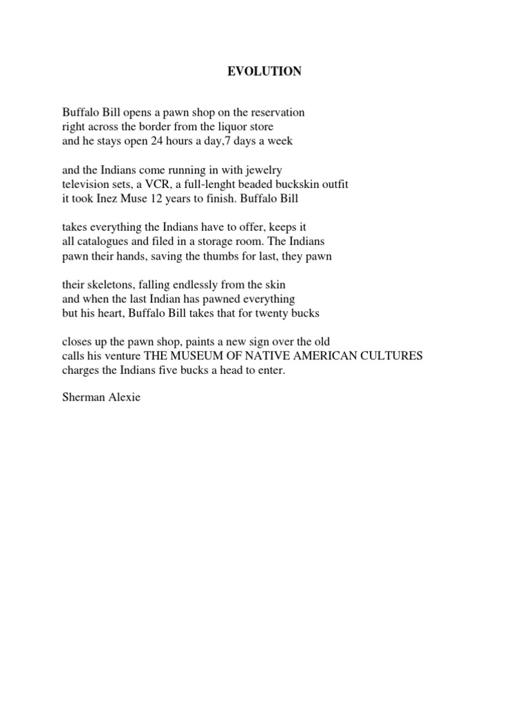 Evolution A Poem by Sherman Alexie PDF | PDF