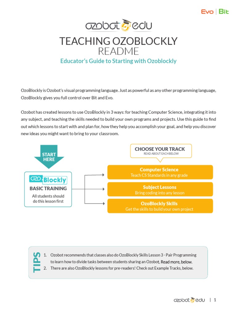 Ozobot OzoBlockly Teaching Guide | PDF | Middle Schools | Computer ...