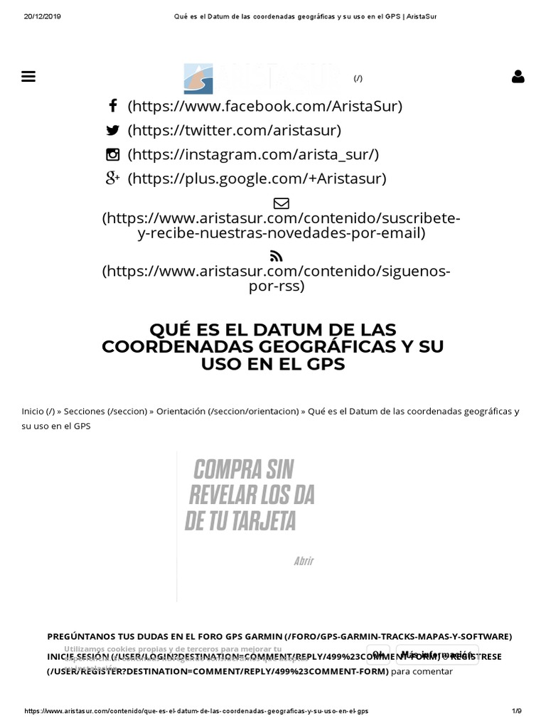 Qué Es El Datum de Las Coordenadas Geográficas y Su Uso en El GPS ...