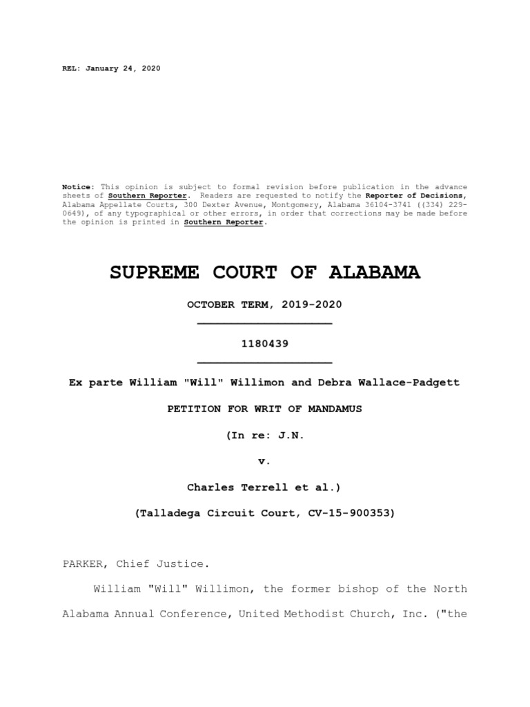 Alabama Supreme Court Decision | PDF | Discovery (Law) | Mandamus