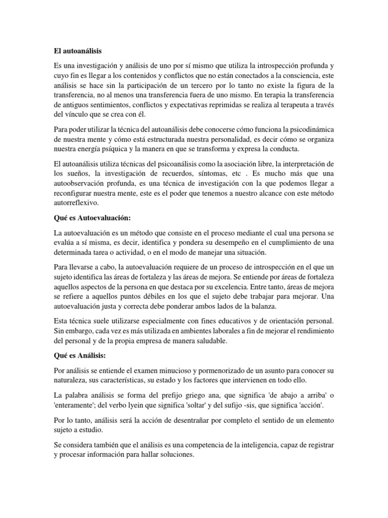 El Autoanálisis | PDF | Las emociones | Ansiedad