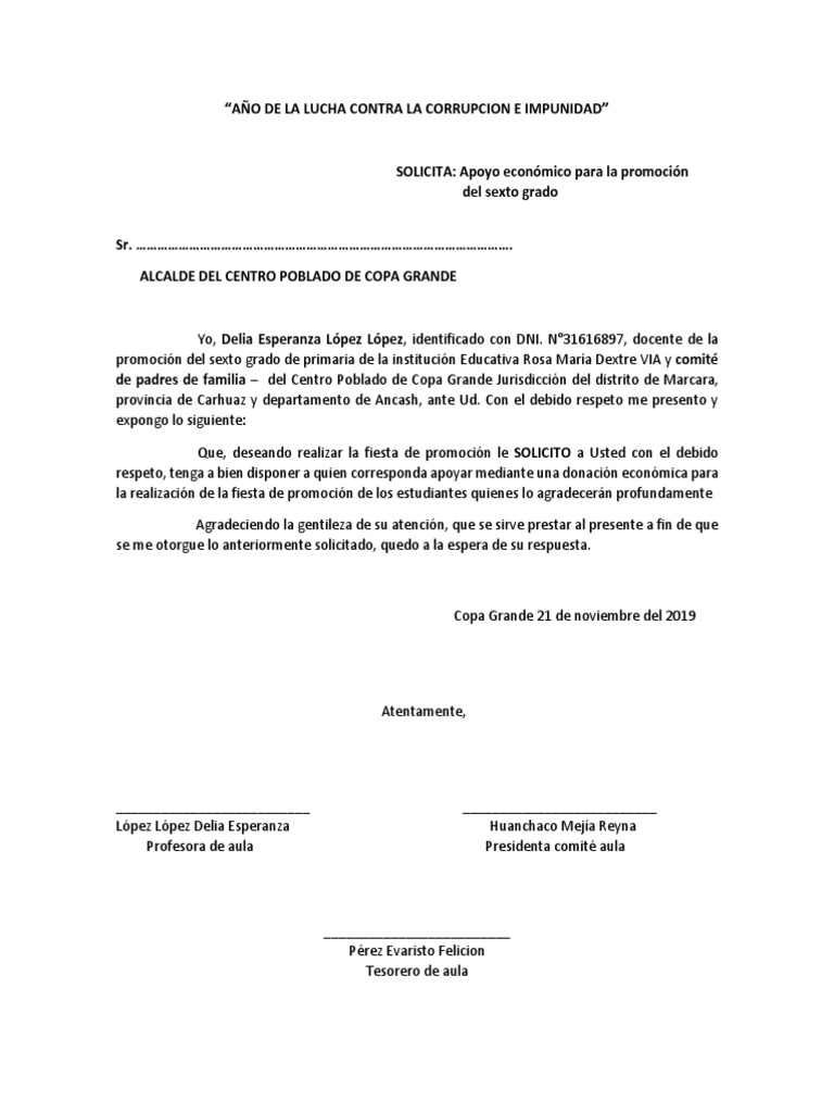 Solicitud de Apoyo Económico para Promoción | PDF | Salud y bienestar