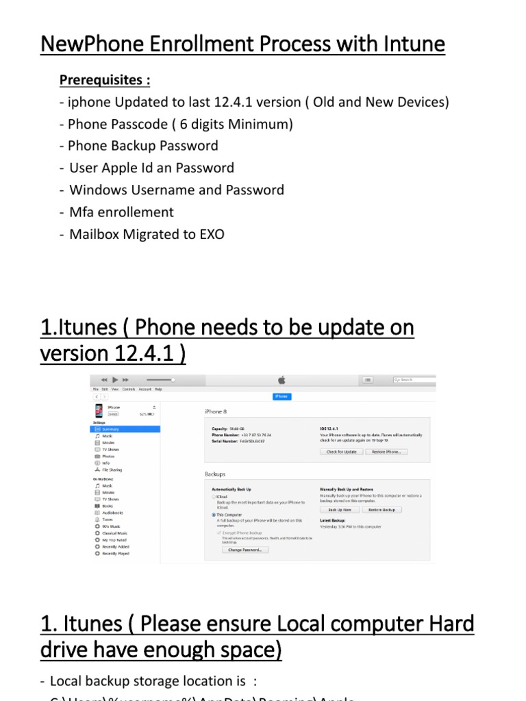 New Phone Enrollment Process With Intune 3 | PDF | Backup | Password
