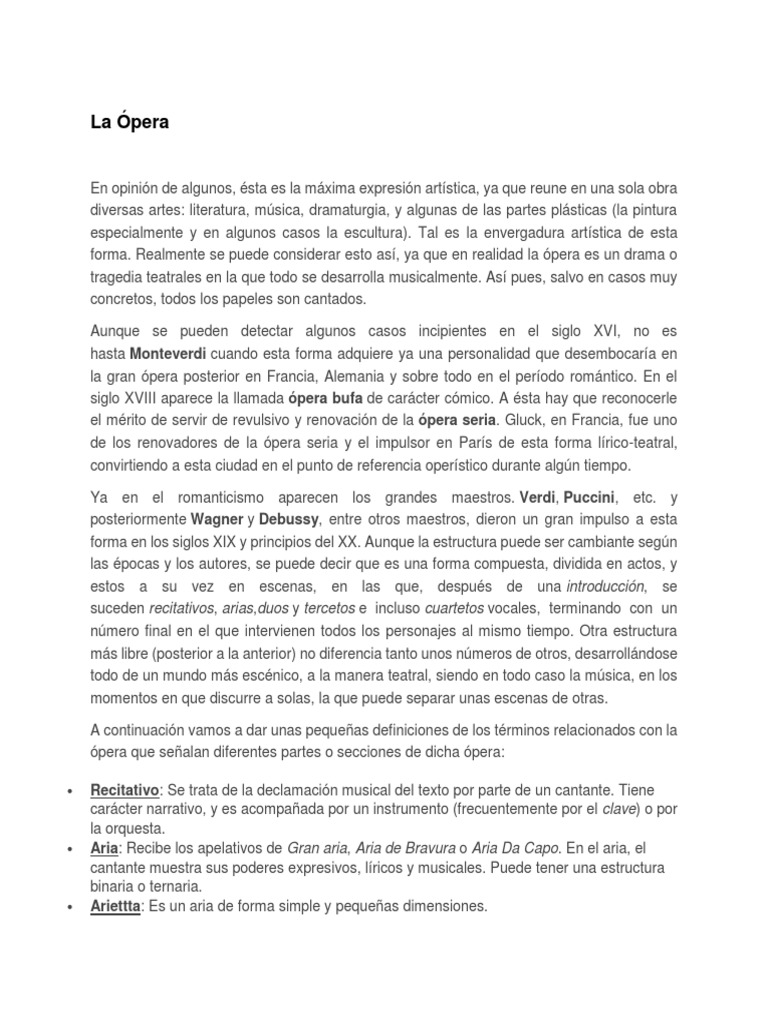 La Ópera | PDF | Opereta | Ópera